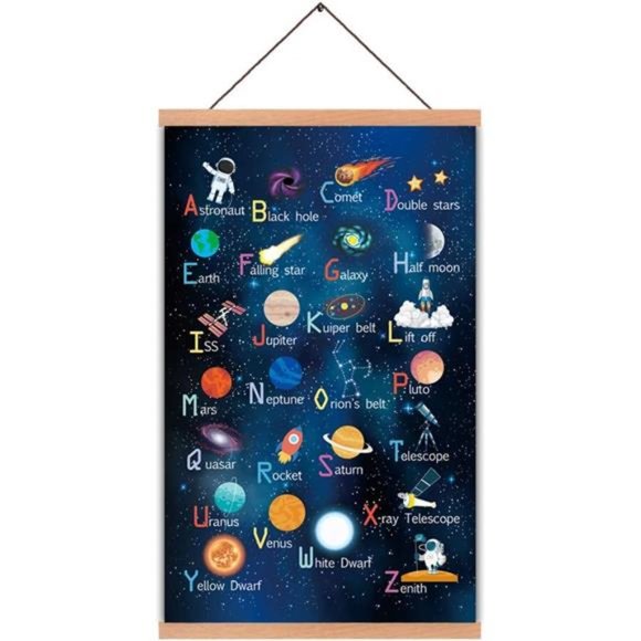 Accents | Outer Space Room Decor With Wood Magnetic Poster Hanger ...